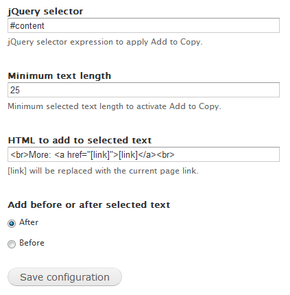 Add link to copied text | Drupal.org